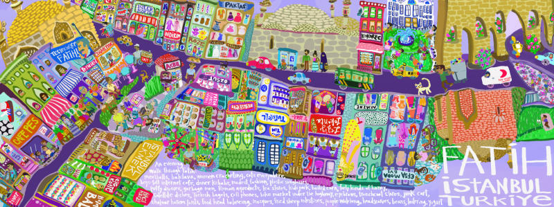 Istanbul Drawn Map, of Fatih – Razblint